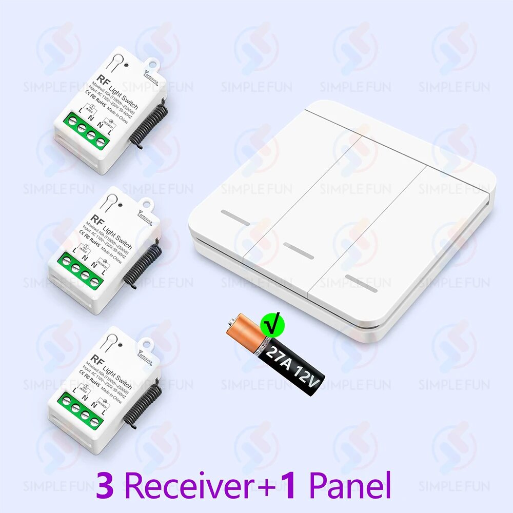 Беспроводной выключатель SimpleFun 3 Receiver + 1 Panel