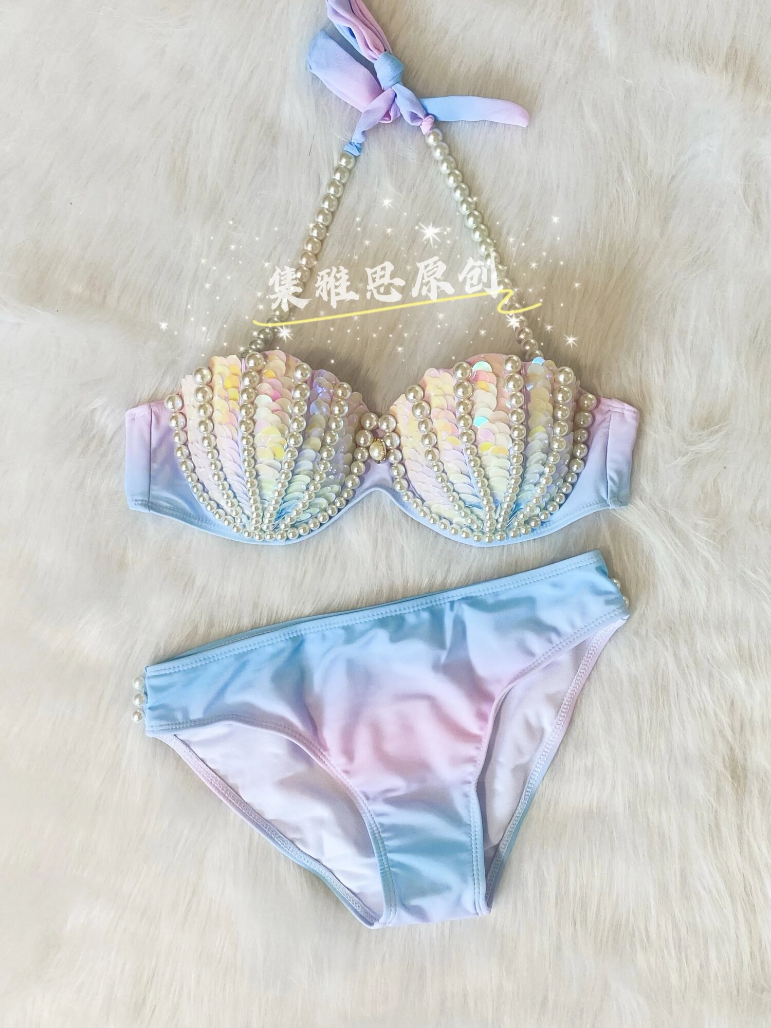 Женский костюм русалки с жемчужными ракушками S, As shown D