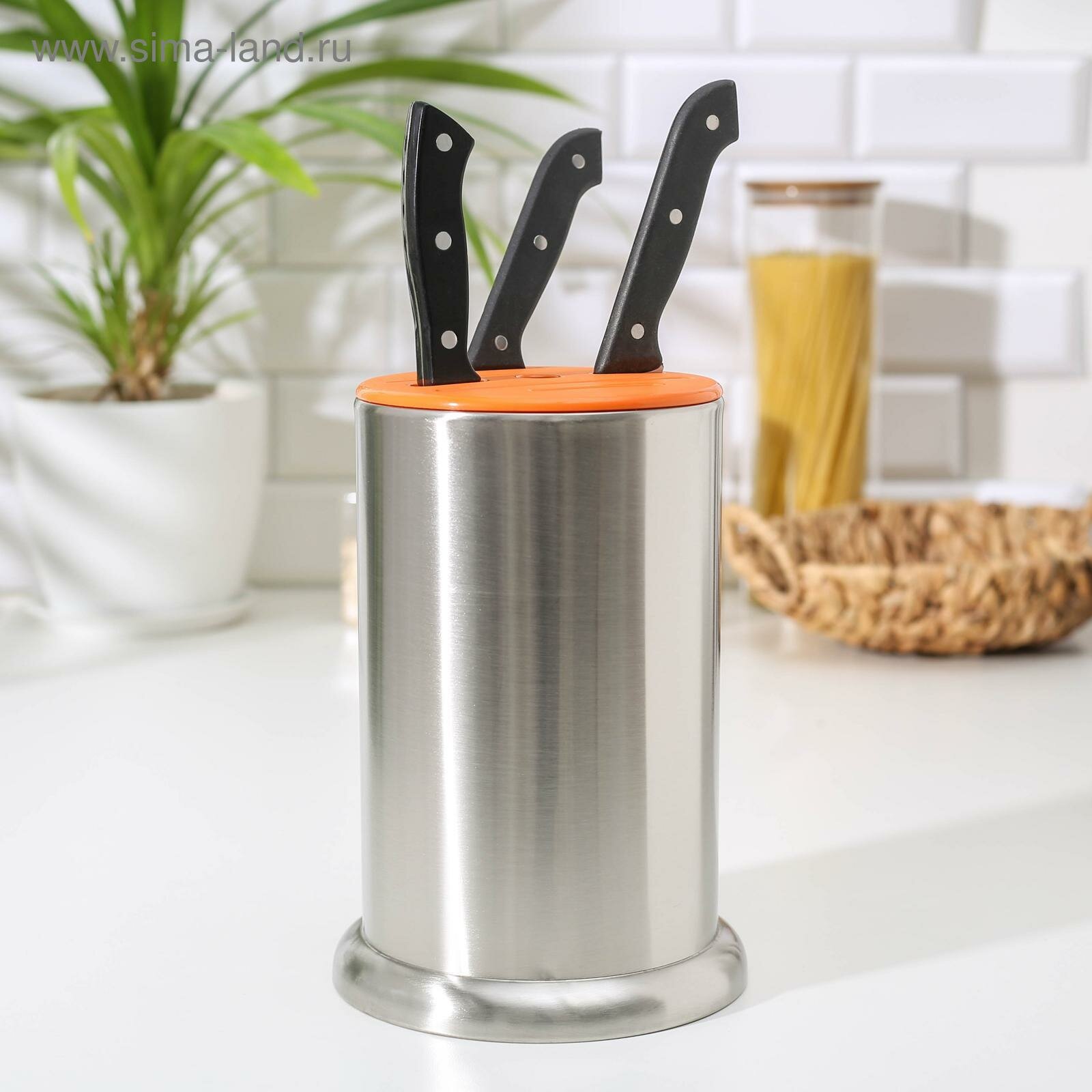 Подставка для ножей кухонная SKYPHOS «Техно» 24×17 см, цвет микс