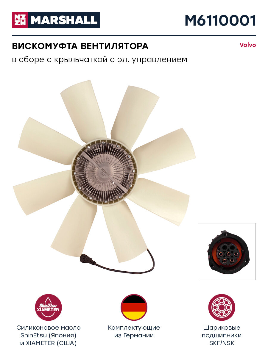 Вискомуфта вентилятора в сборе с крыльчаткой с эл. управлением Volvo