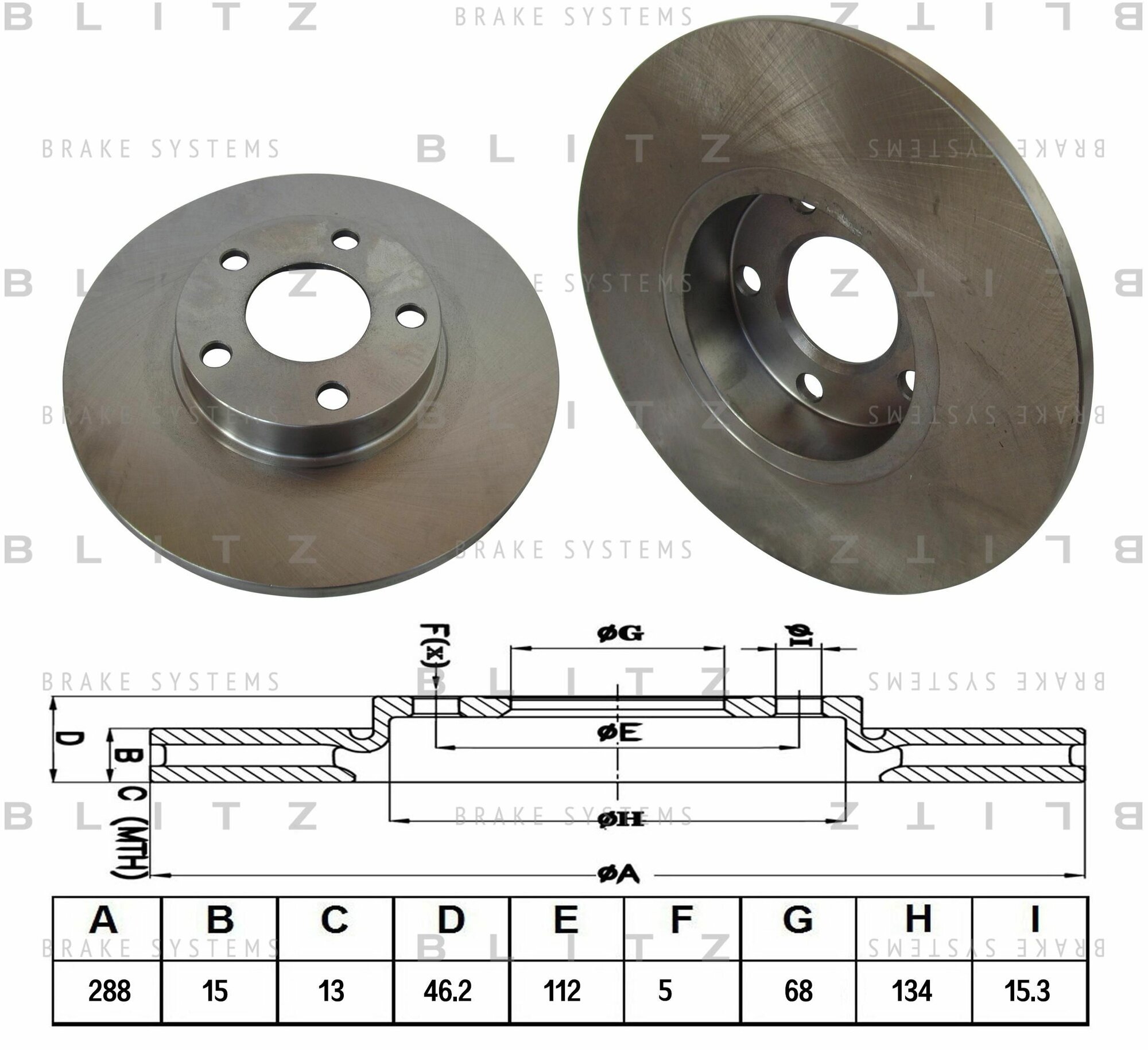 Диск тормозной передний для Ауди 100, A4, A6 BS0128 BLITZ