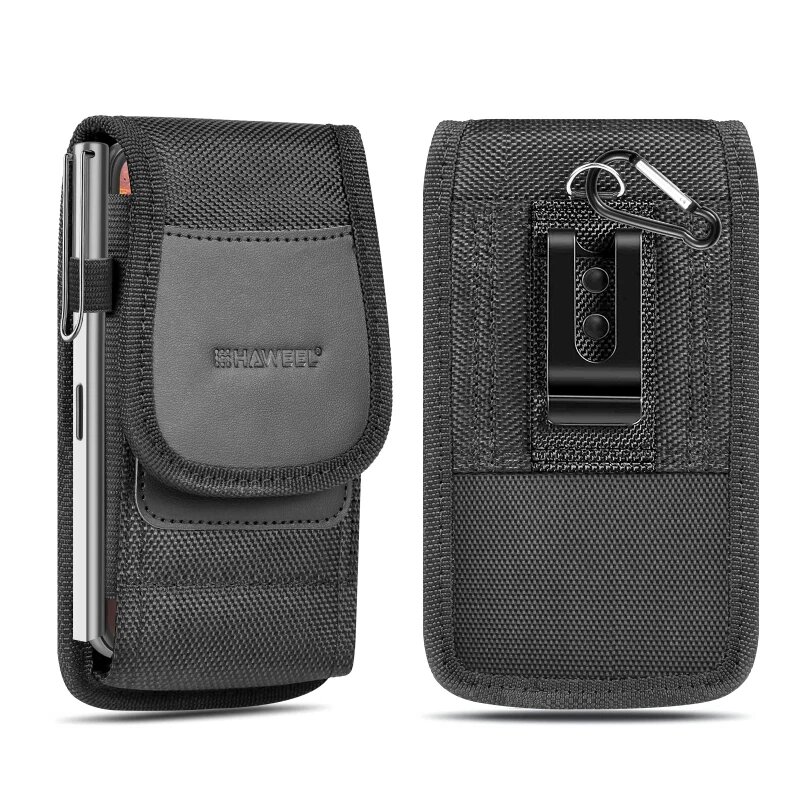 Сумка на пояс HAWEEL для телефона, нейлоновая тканевая вертикальная сумка с зажимом For 6.1-6.8 inch