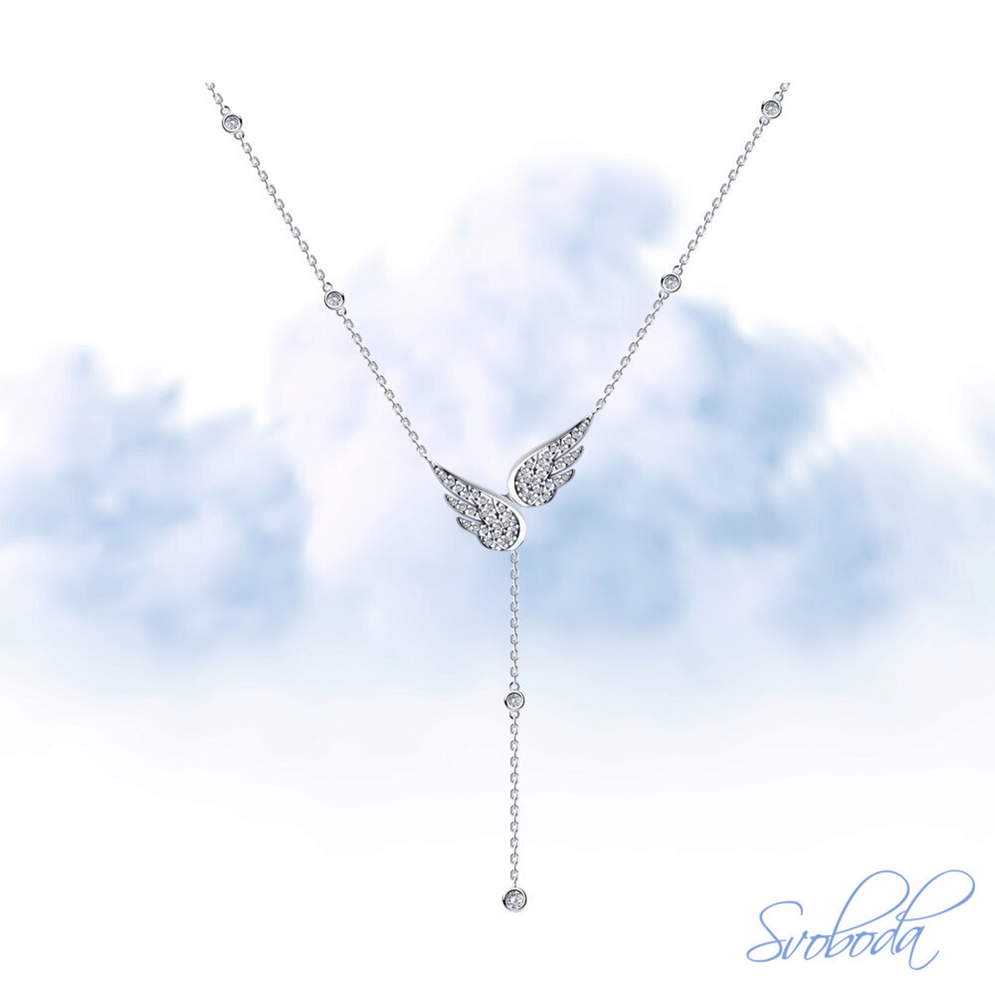 Колье, серебро, 925 проба, родирование, фианит