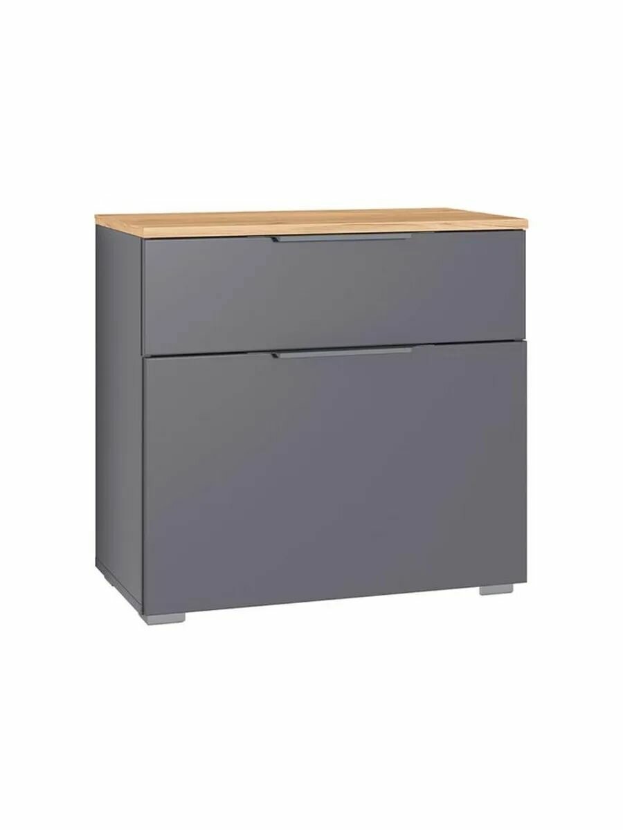 Обувница Октава с ящиками, 64.9х35.4х62.2 см, Серый графит / Дуб Крафт золотой