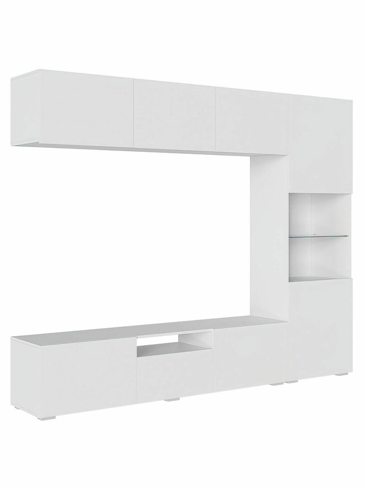 Гостиная комплект Стенфорд, тумба под телевизор, шкаф, настенная полка, 240х42х192 см, Белый
