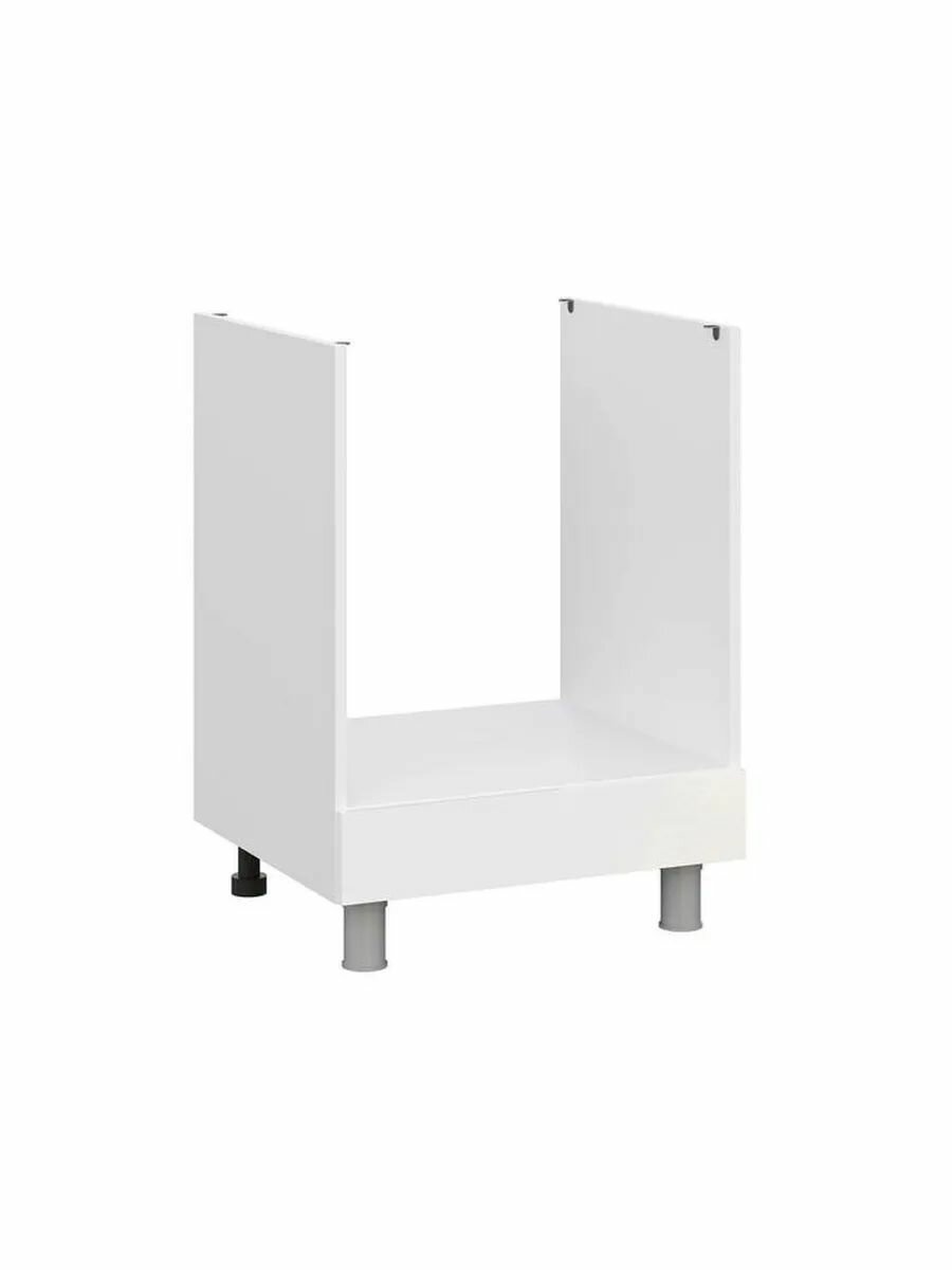 Кухонный модуль напольный, стол под духовку Стрэйт с ящиком, 60х54х82.4 см, Белый / Белый глянец