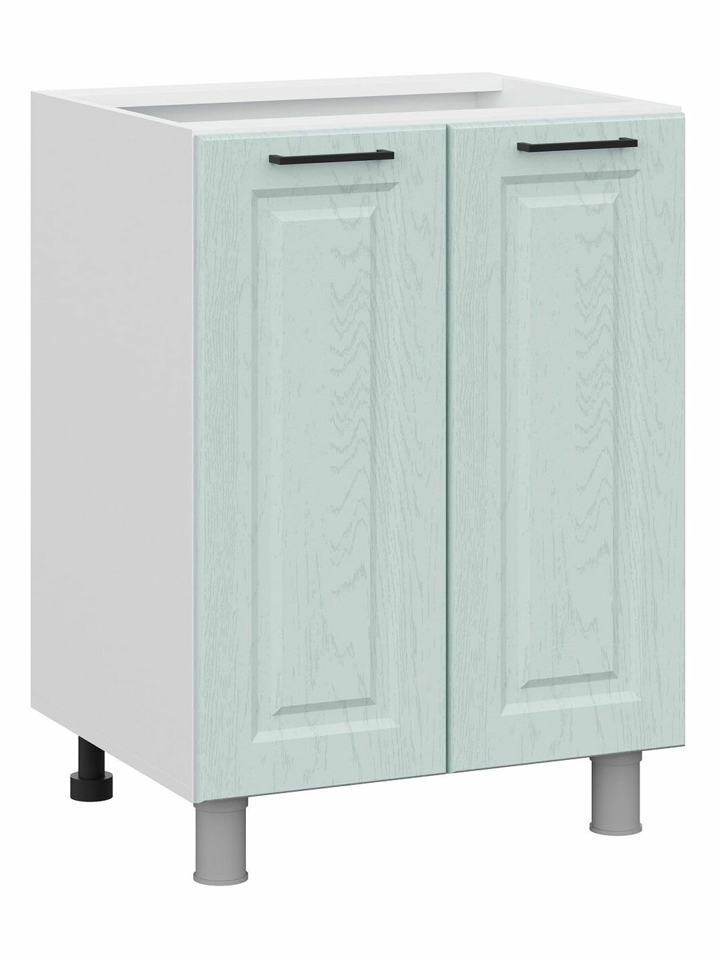 Кухонный модуль напольный, стол Шервуд с полками, с доводчиками, 60х50.6х82.4 см, Белый / Деним голубой