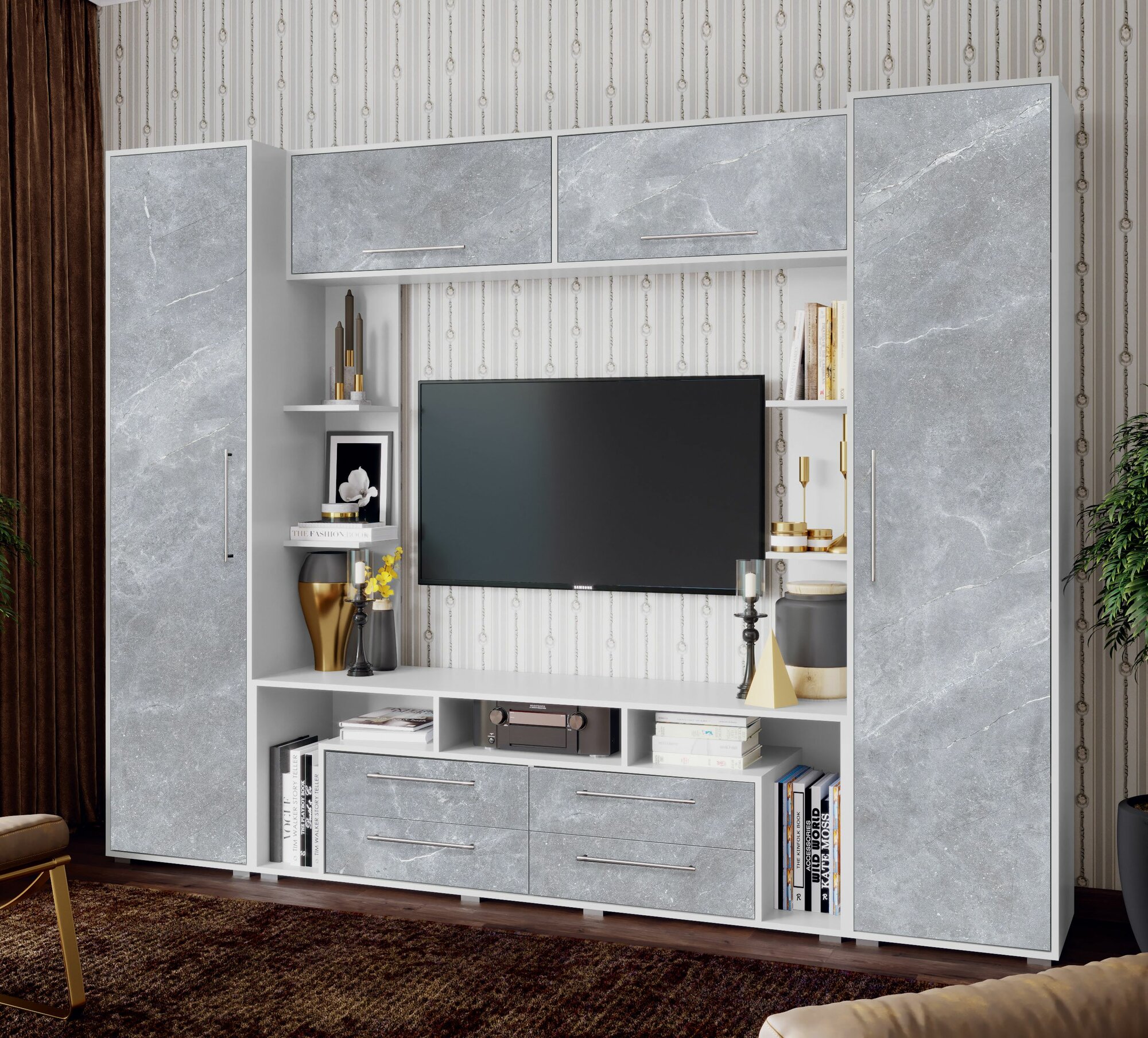 Гостиная Гармония (Мрамор глянец, Белый) (Миф)