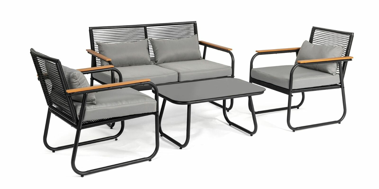 Набор мебели Мебельторг Амелия Черный/Подушки серые Размеры: Высота 770мм Глубина 710мм Ширина 1160мм