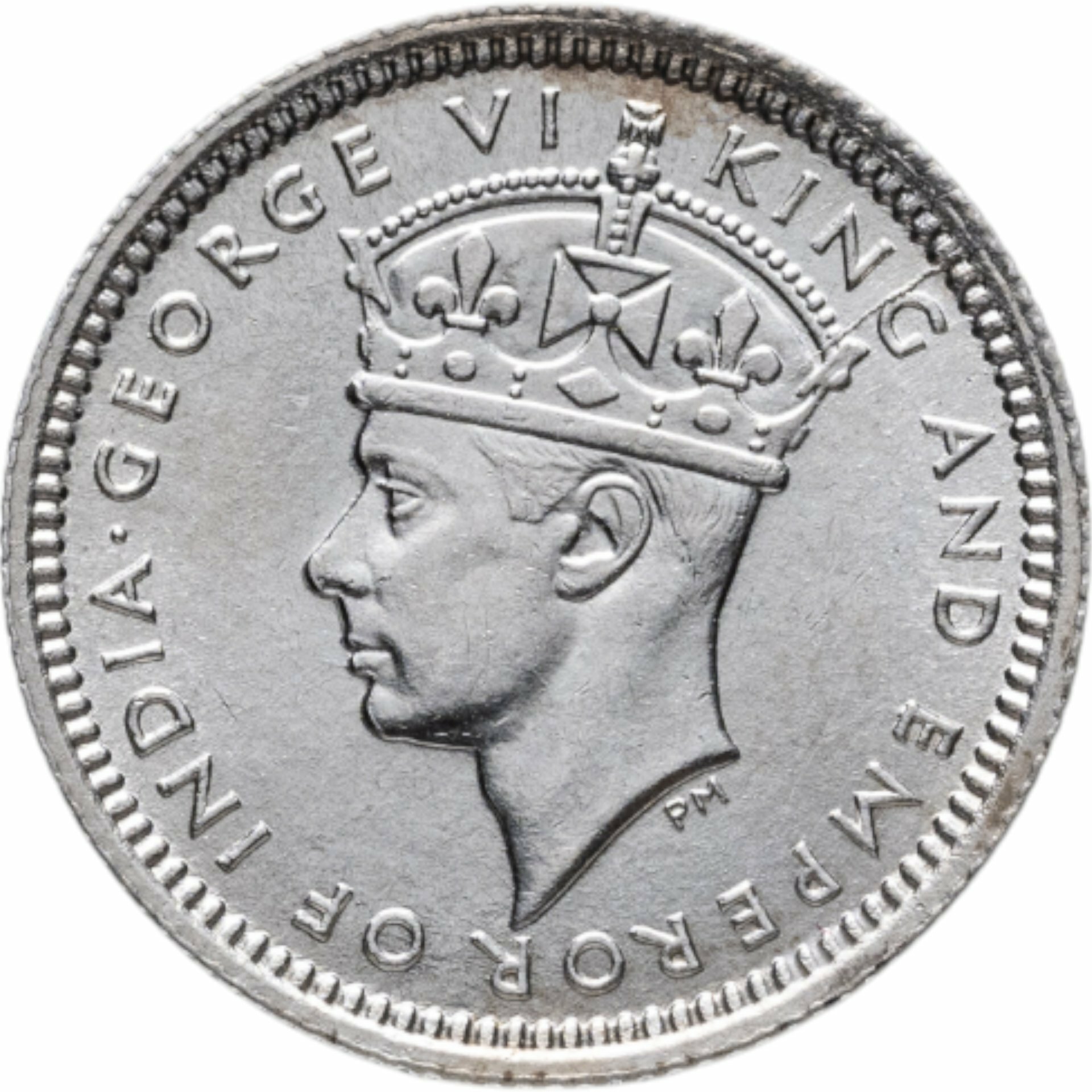 Малайя 5 центов 1943-1945 с портретом короля Георга VI, Серебро 500, в сохранности UNC