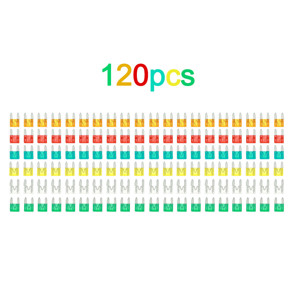 Набор из 120 миниатюрных ножевых предохранителей для автомобилей и грузовиков, 5A, 10A, 15A, 20A, 25A, 30A.