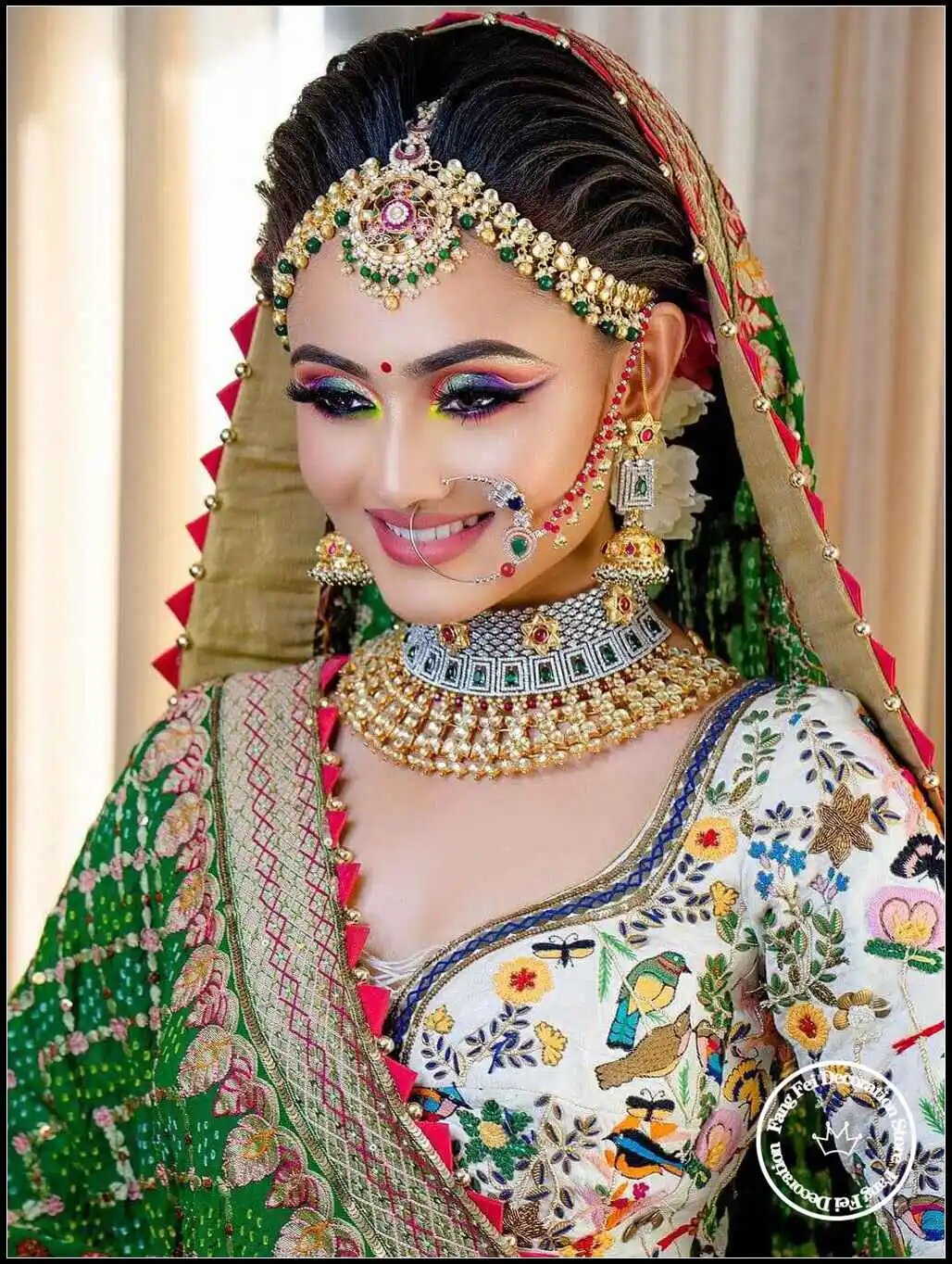 Алмазная мозаика на подрамнике "Индийская невеста" круглые бриллианты 40х50см