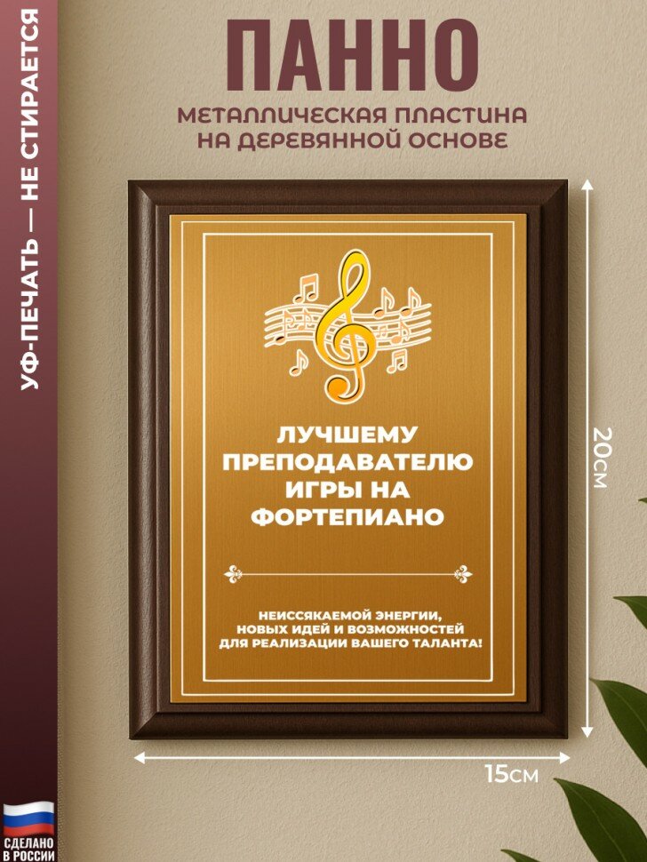 Настенный диплом "Лучшему преподавателю игры на фортепиано" Музыканту