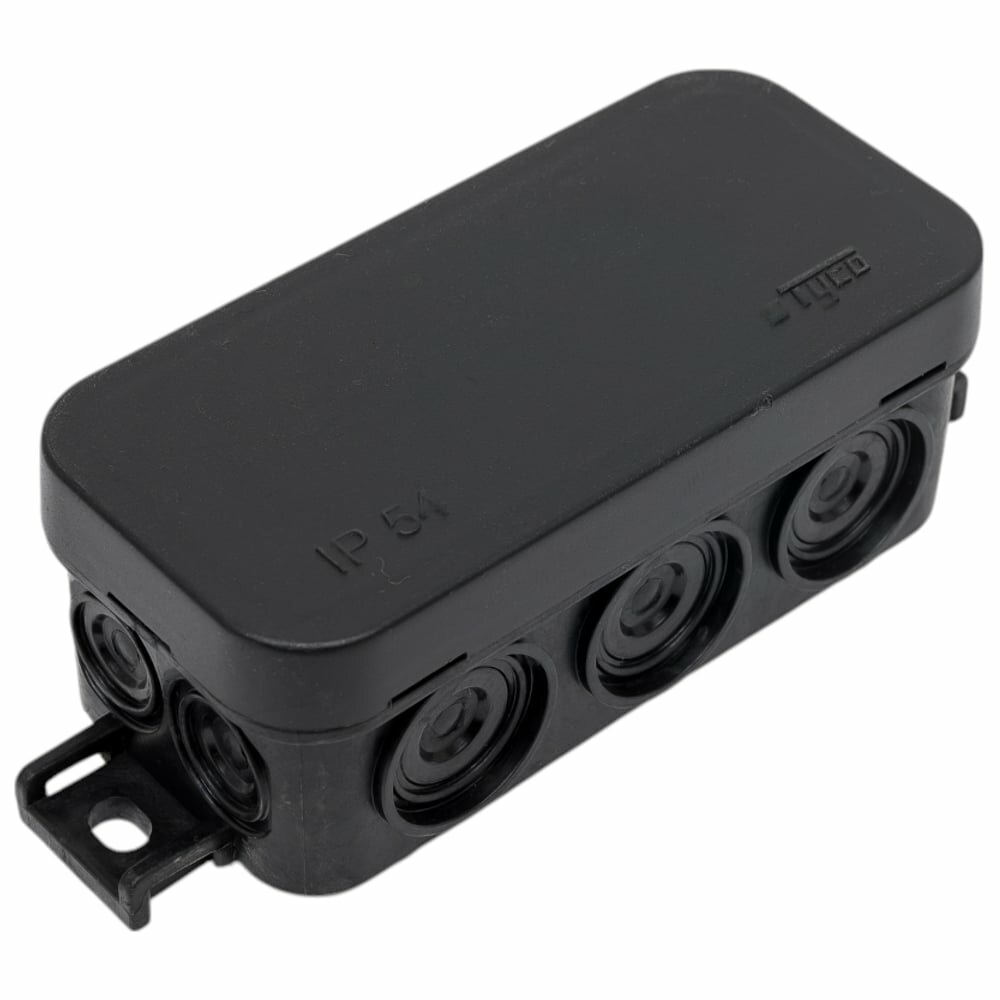 Коробка разветвительная Рувинил открытой проводки, 43x80x35 мм, черная, Тусо, УХЛ1 67091Ч