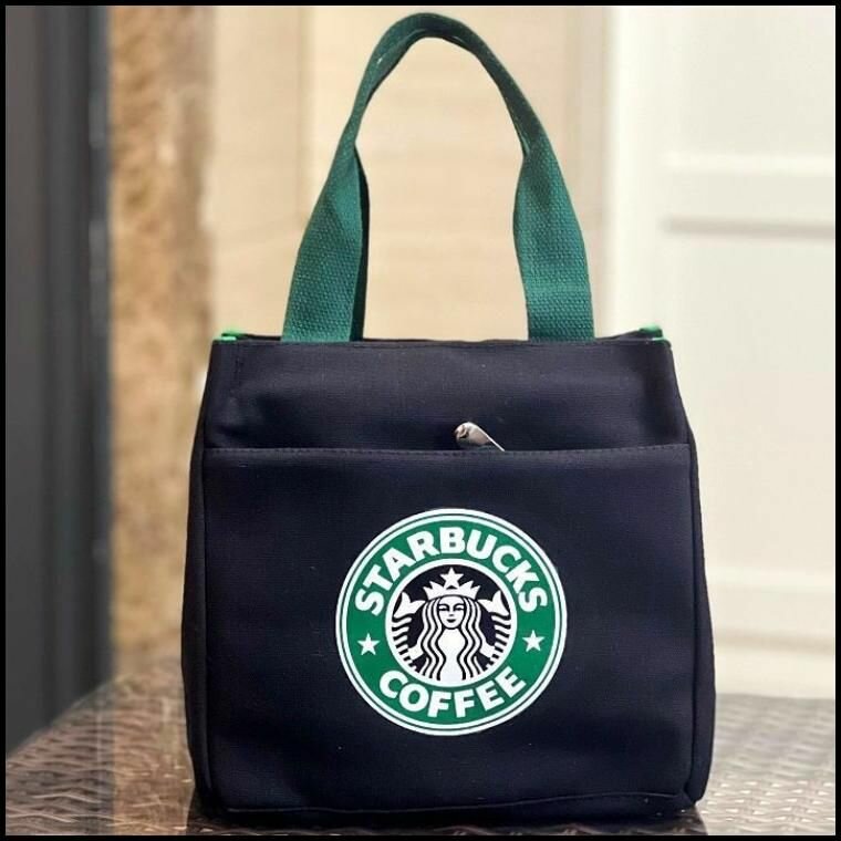 Термосумка Starbucks с 3-слойной изоляцией для еды и напитков, двойная молния, 5 цветов, ткань Оксфорд，чёрный