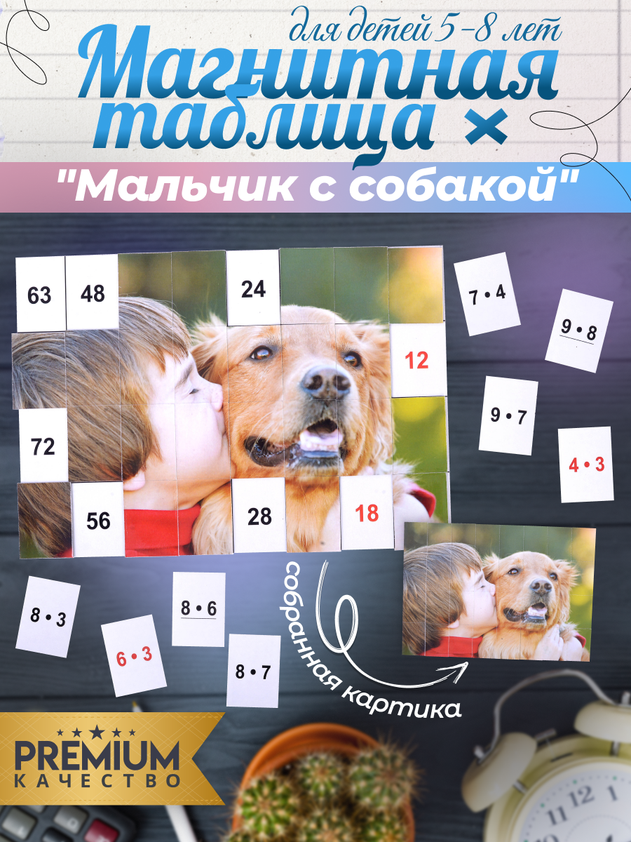 Магнитная таблица умножения (Мальчик с собакой)
