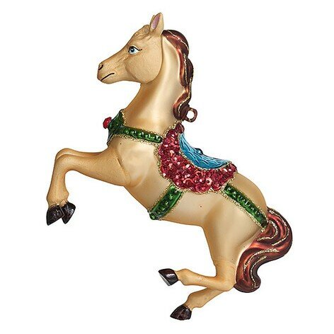 Игрушка на елку Лошадка на облачке 16см, перлино