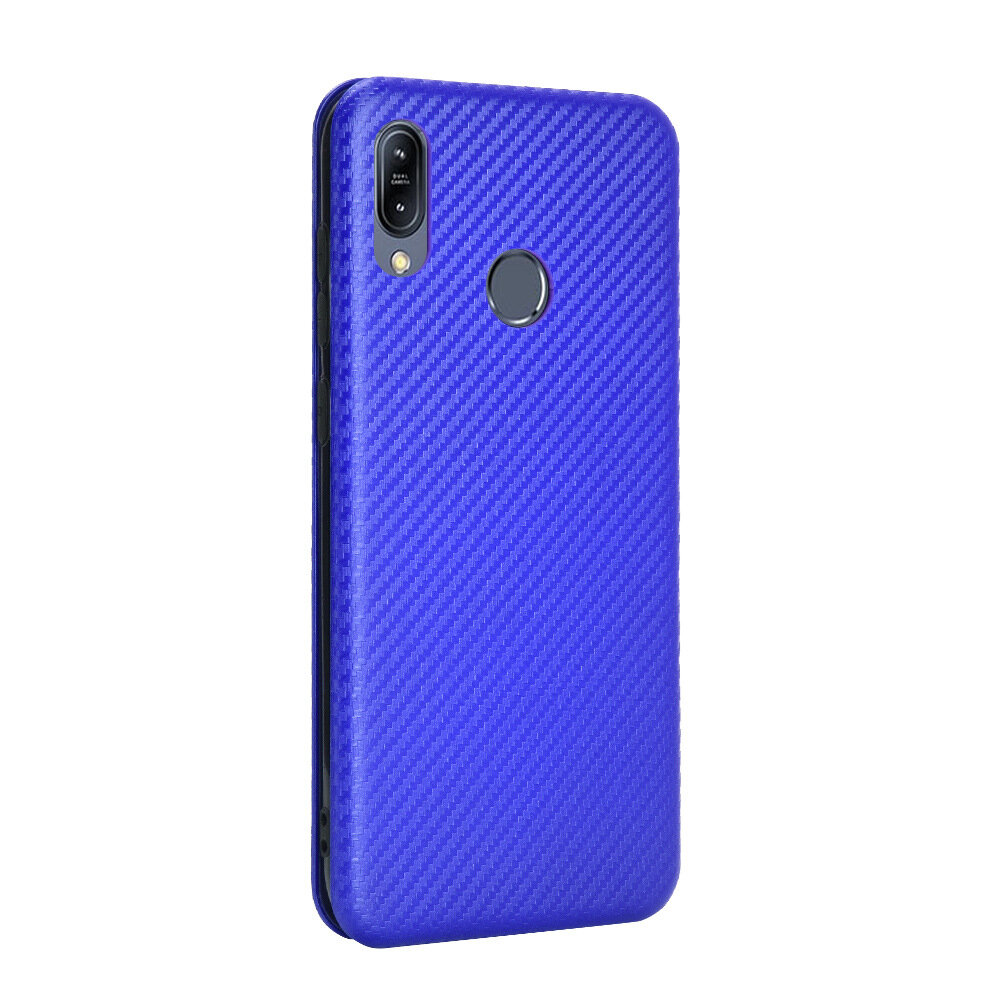 Чехол-книжка MyPads для Asus Zenfone Max M2 ZB632KL / ZB633KL / Асус Зенфон ZB632KL, текстура под карбон, синий