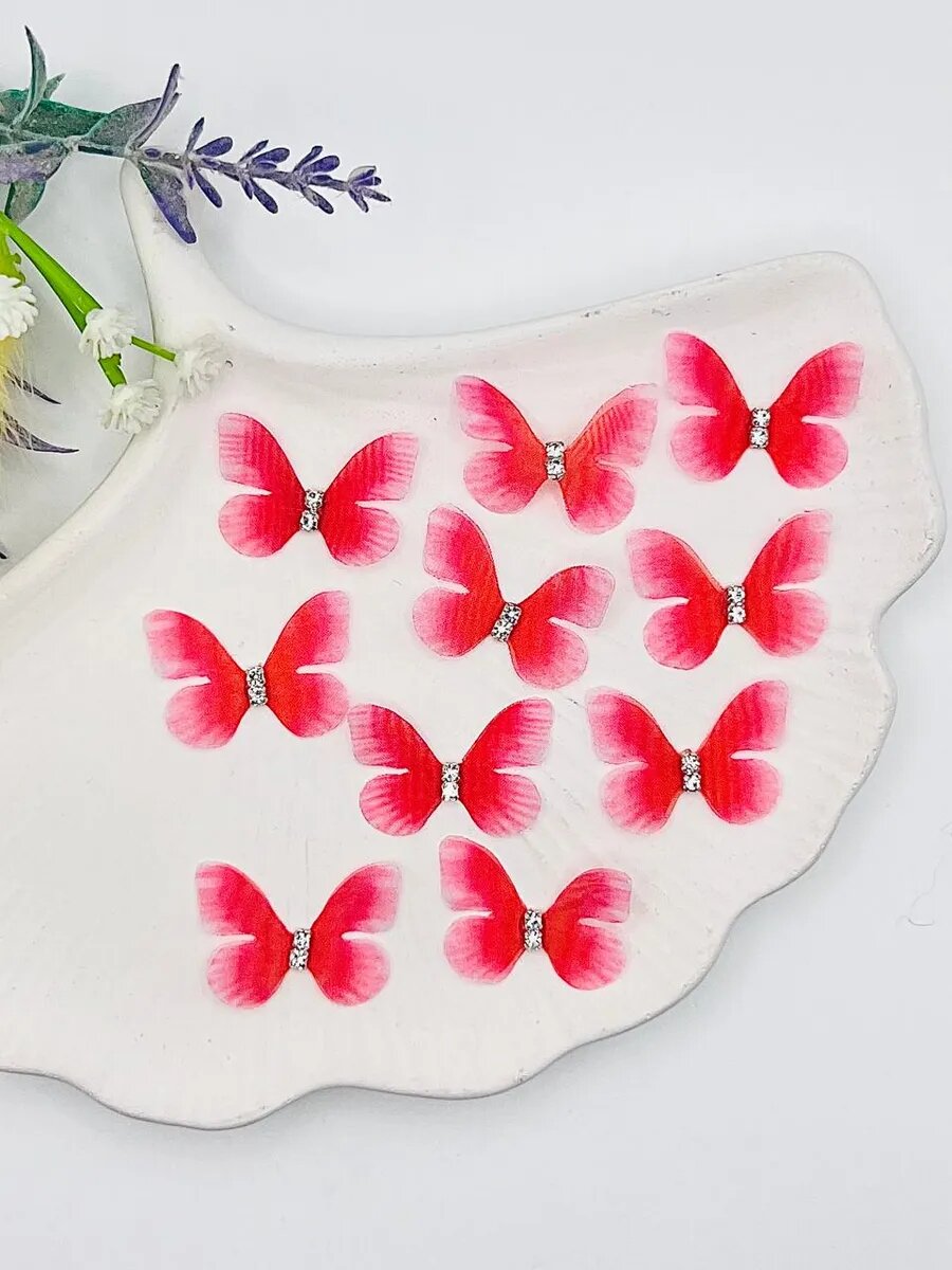 Бабочки шифоновые двухслойные 3*2см (10шт)