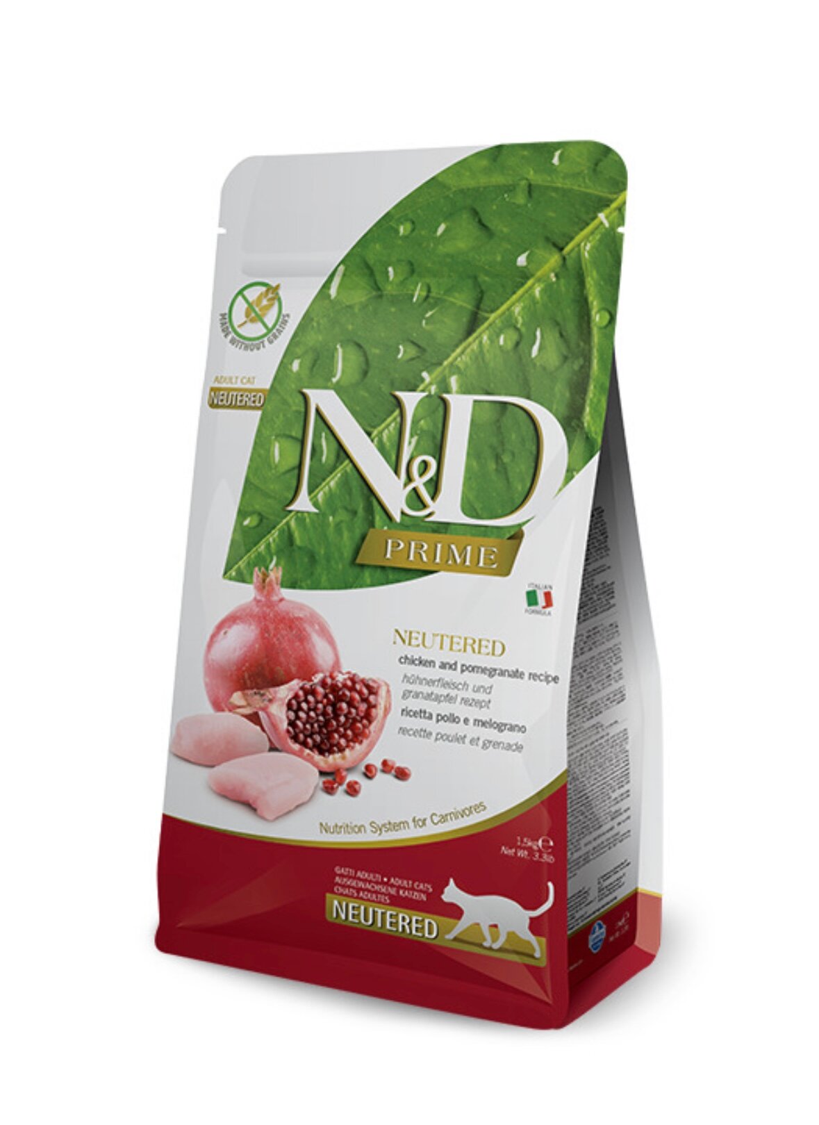 Сухой корм Farmina ND Prime Cat Chicken / Pomegranate Neutered для стерилизованных кошек и кастрированных котов с курицей и гранатом, 1,5кг