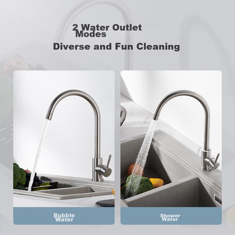 Jingdong Jingzao kitchen faucet 304 stainless steel double water splash 360° rotating hot and cold dual control suitable for sinks and vegetable basins