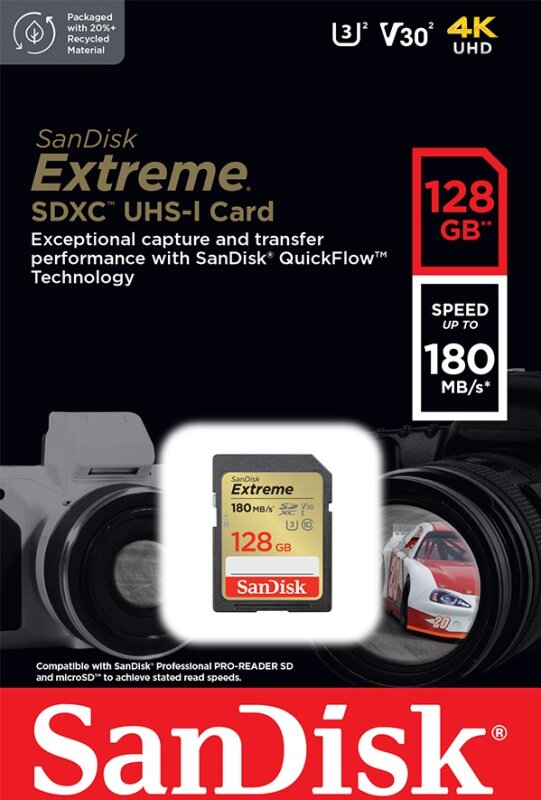 Карта памяти SDXC UHS-I Sandisk Extreme 128 ГБ