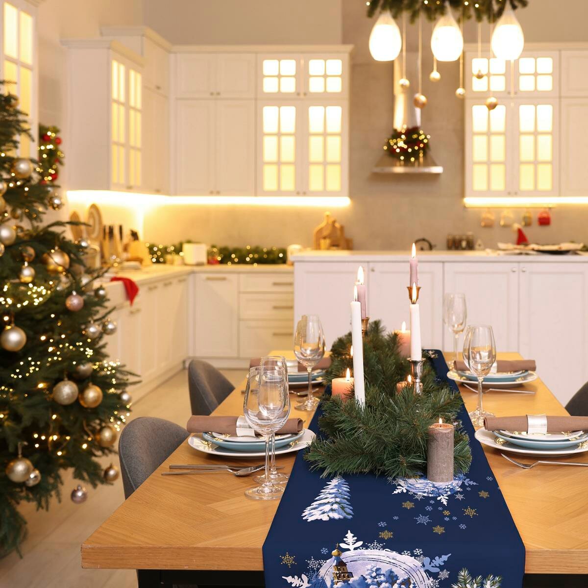 Дорожка для сервировки 50*150 см, хлопок 100% (Волшебство Нового года)