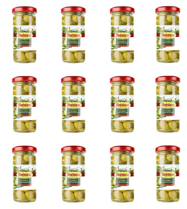 Iberica Оливки с халапеньо, 235 гр, 12 упаковок в коробке