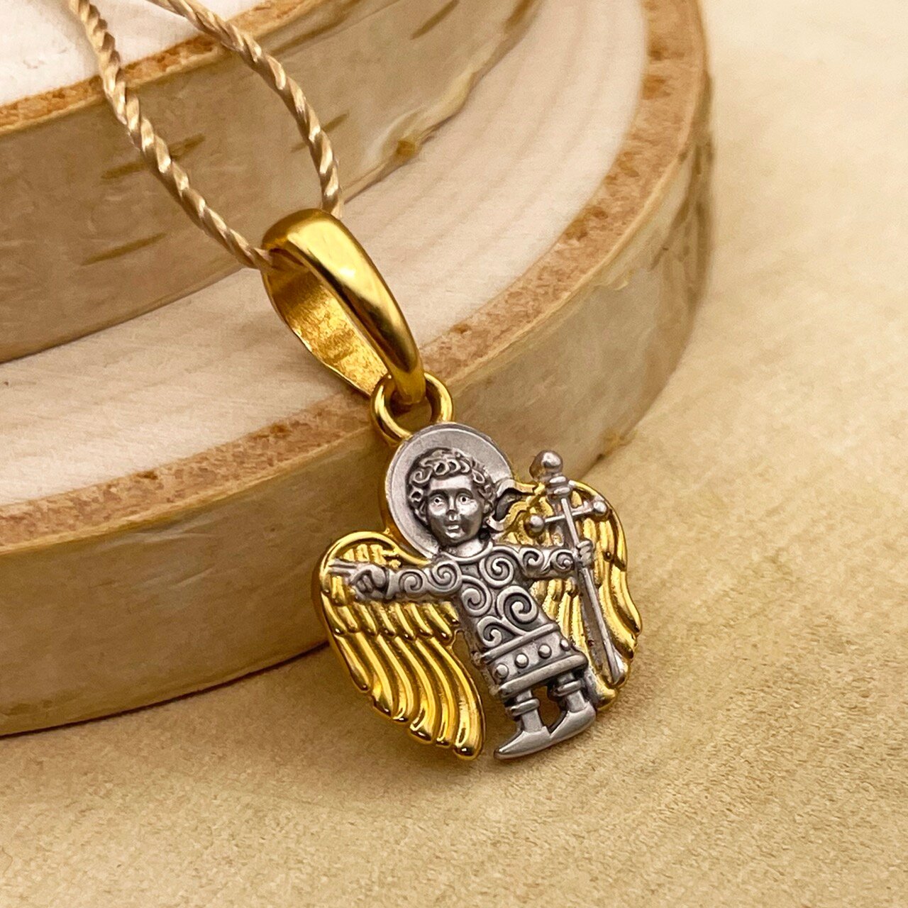 Подвеска, серебро, 925 проба, оксидирование, золочение