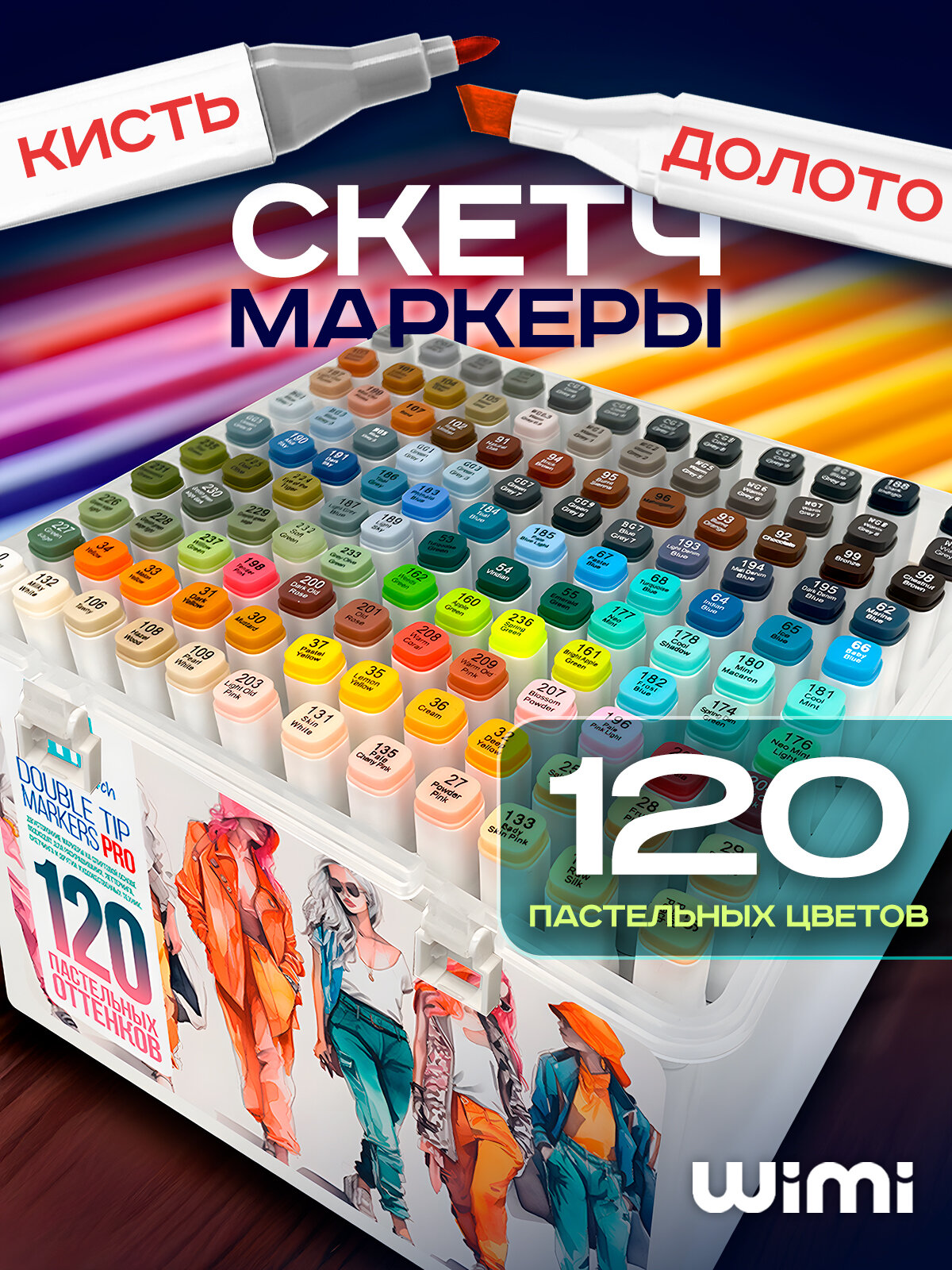 Маркеры для скетчинга WiMi, набор фломастеров для рисования 120 цветов