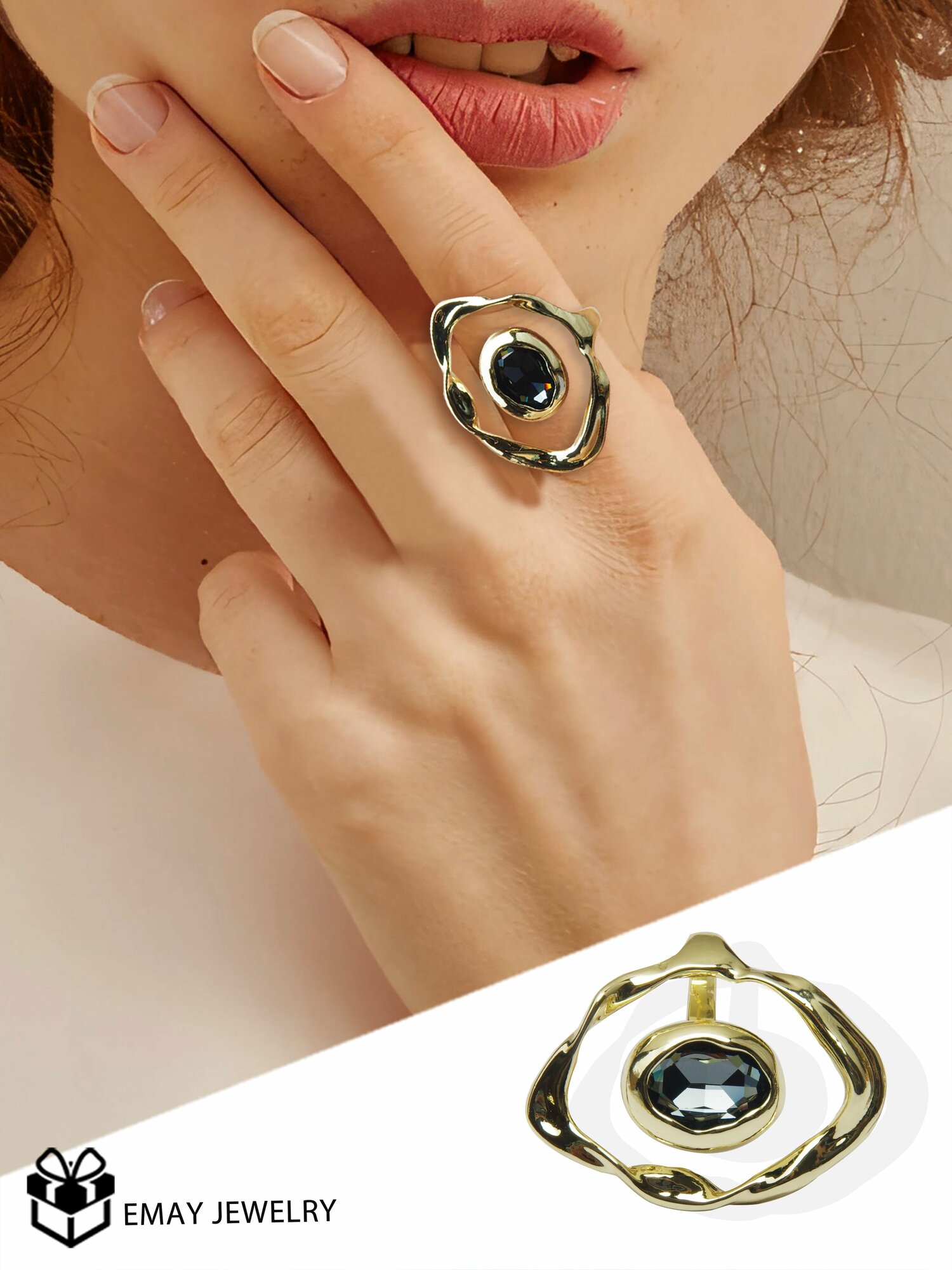 Кольцо Emay, шпинель синтетическая, искусственный камень