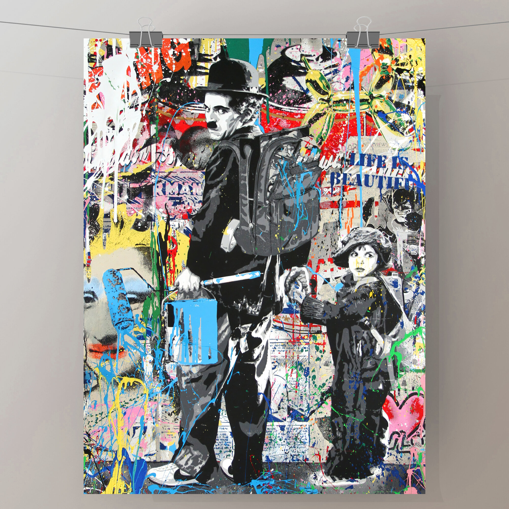 Постер Граффити Чарли Чаплин 30х40 см/ Постер для интерьера/ Декор на стену/ Постер для дома, офиса