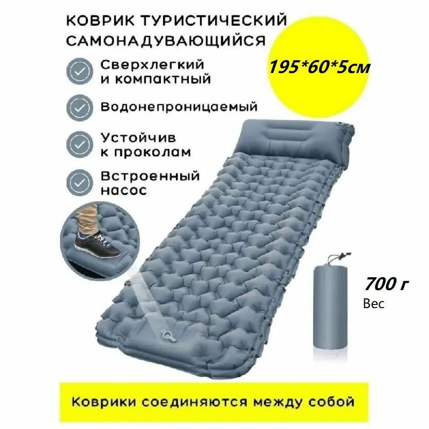Коврик надувной туристический, пенка, каремат, матрас=v=