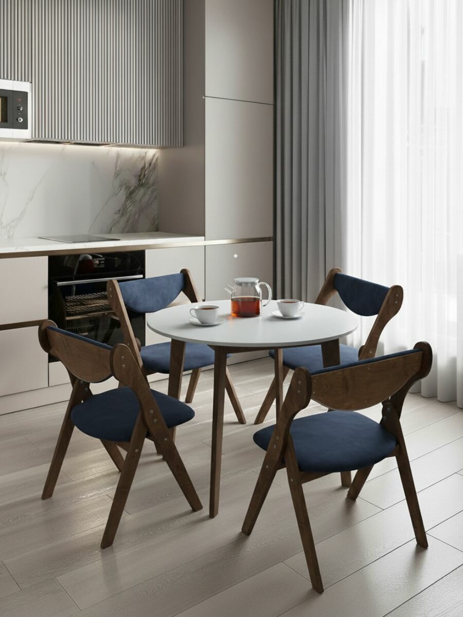 Набор стульев для кухни и гостиной со спинкой мягкие, деревянные кресла / 4 штуки