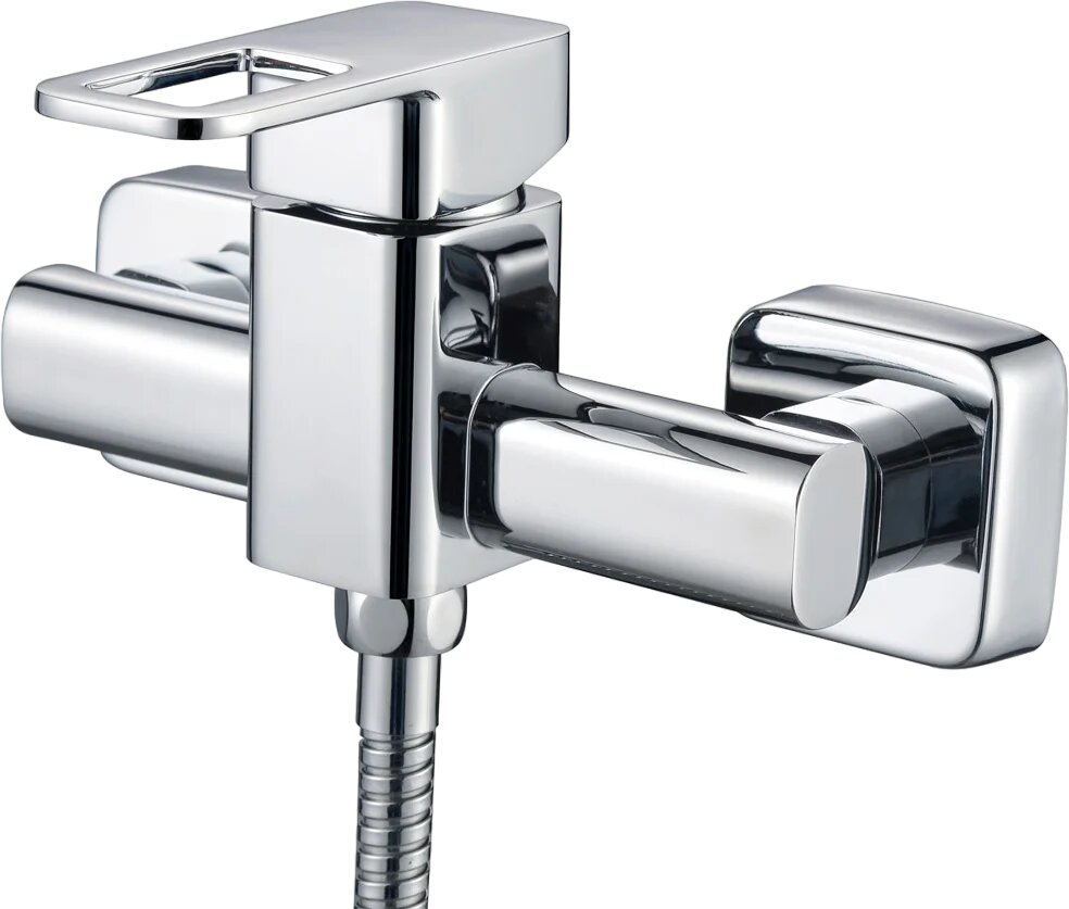 Смеситель для душа Kaiser Sharp 64077 хром, глянцевый, настенный, латунный, однорычажный, без лейки, смеситель для ванны с душем