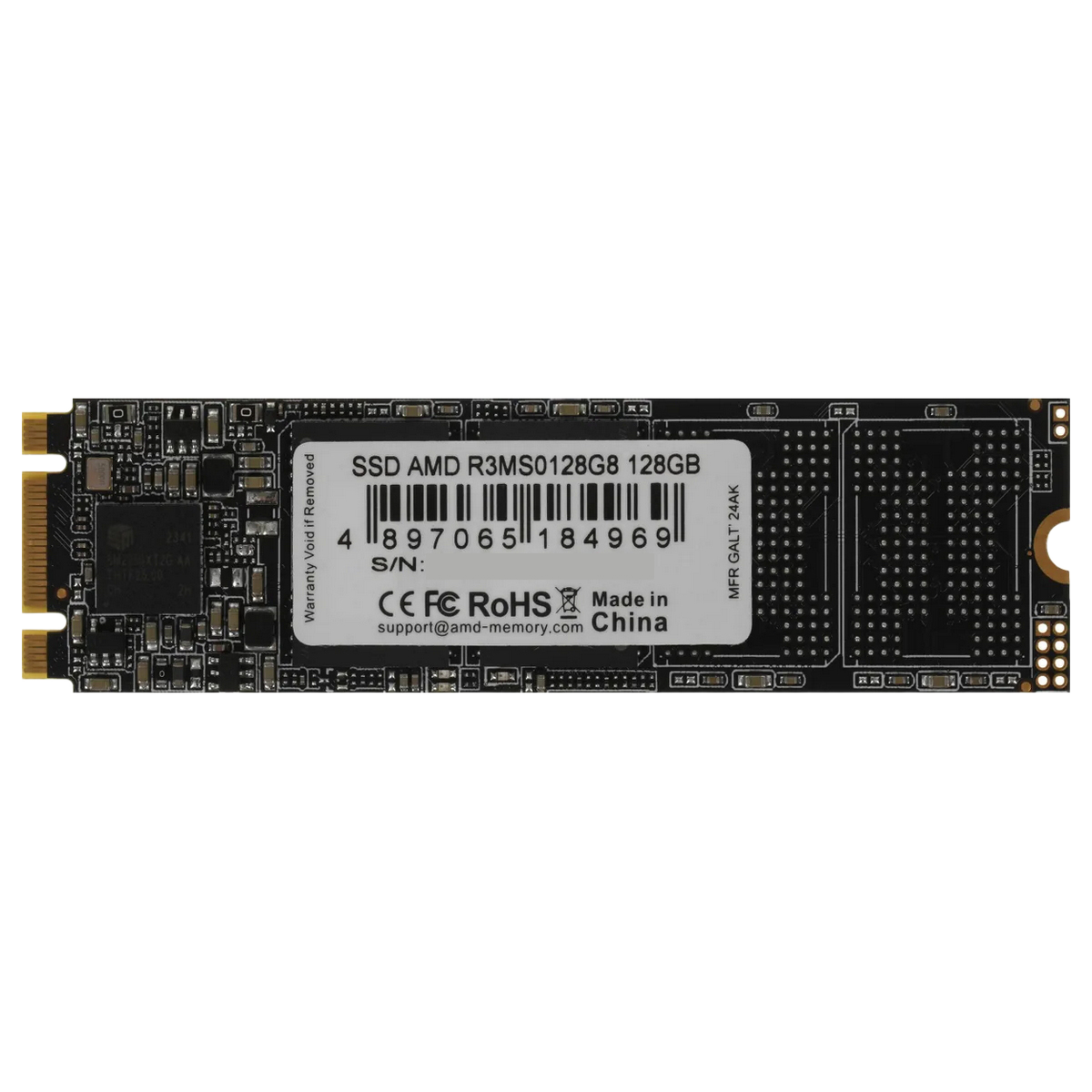 Твердотельный накопитель SSD AMD Radeon M.2 2280 128GB AMD Radeon R3 Series Client SSD|| SATA 6Gb/s, 520/450, 3D NAND, DRAM-less, 40TBW, RTL уц-3-5