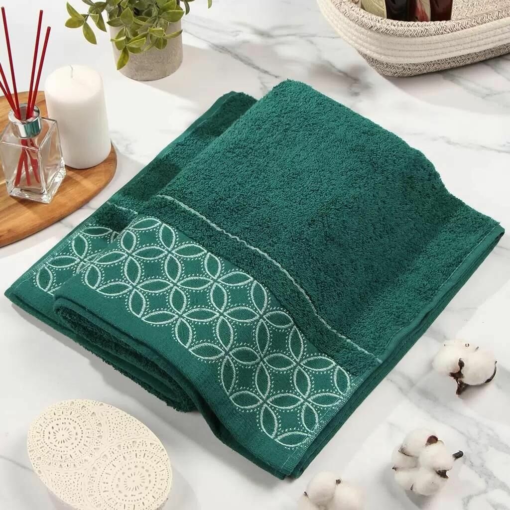 Банное полотенце Silvano "Фелиция", 70х140 см, 100% хлопок, 550 г/м2, цвет Изумруд, Узбекистан