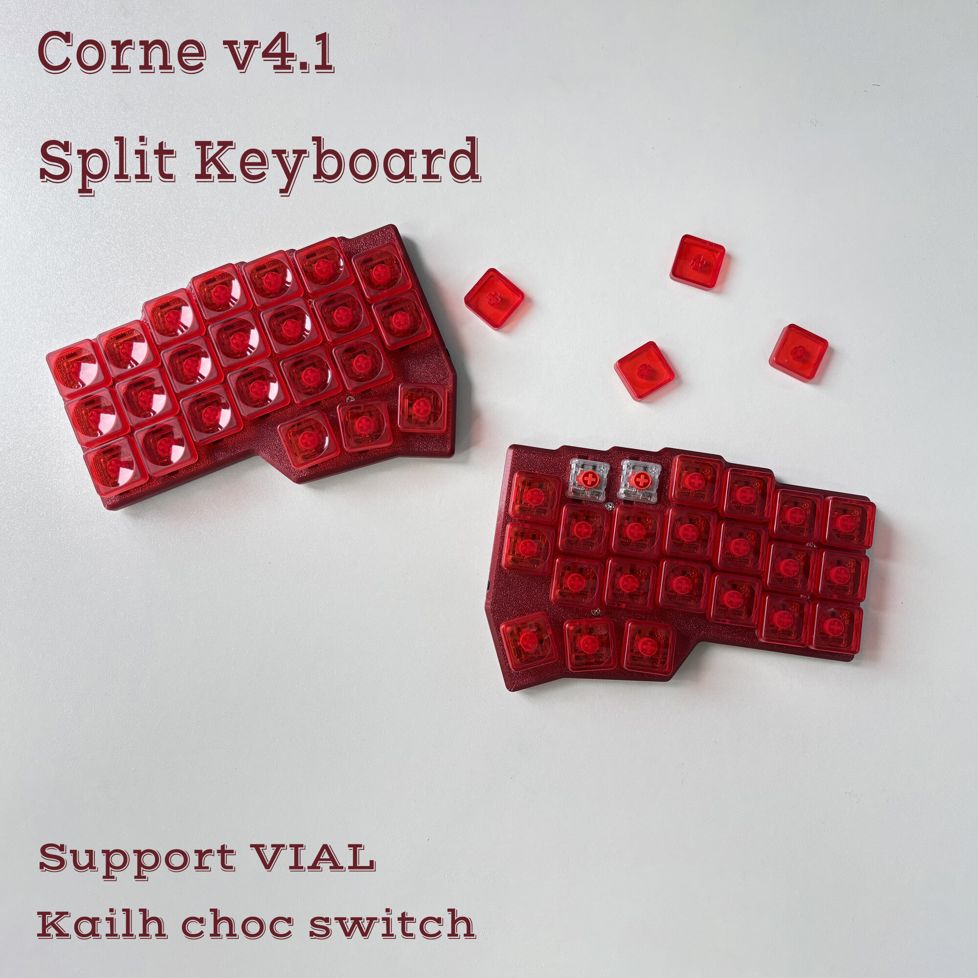 Corne V 4.1 низкопрофильная раздельная клавиатура с красным переключателем Kailh choc