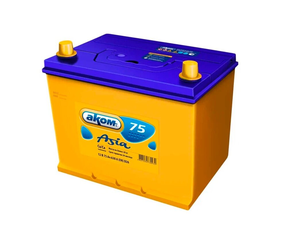 Аккумулятор АКОМ Asia 75Ah/630 лев.+ 260x173x225 4607034730932
