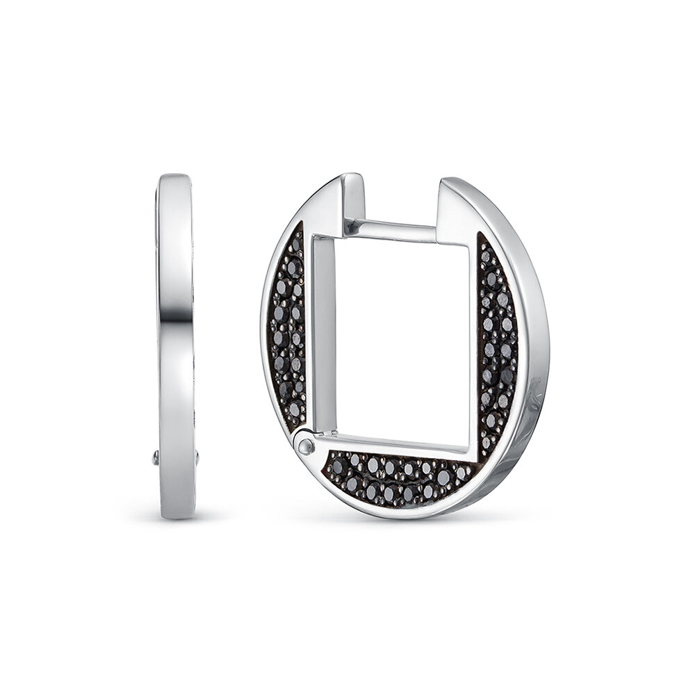 Серьги конго, белое золото, 585 проба, бриллиант