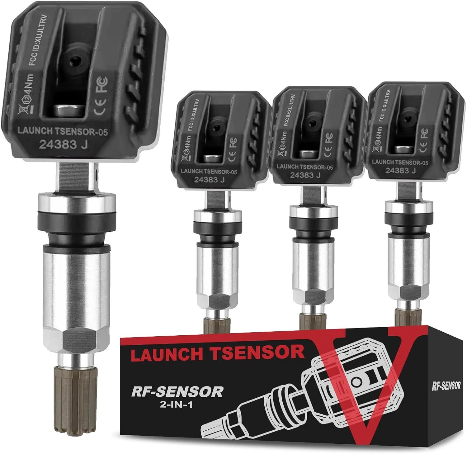 LAUNCH X431 TSENSOR-05 Датчик TPMS 315 МГц/433 МГц Двухчастотный ввинчивающийся металлический датчик OE с регулируемым углом 4 Pcs