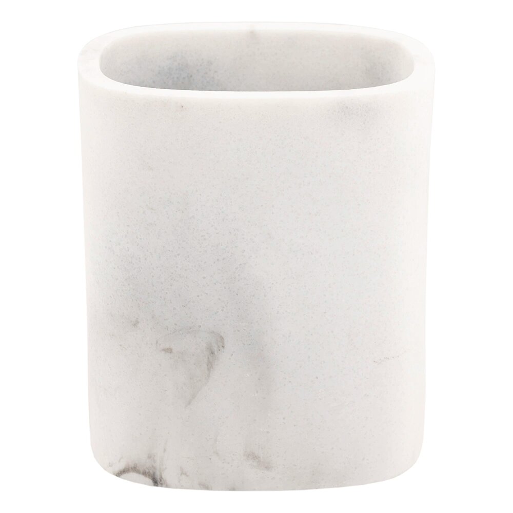 Стакан FLUMEN DESIGN "Marble grey", полирезина, для зубных щеток, цвет белый мрамор