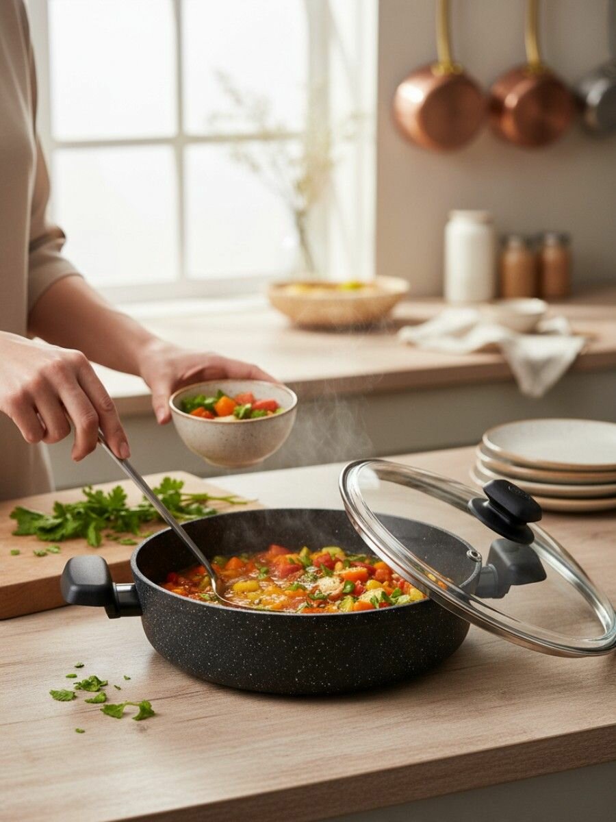 Сотейник Ornella антипригарный с крышкой 28*7,5 см