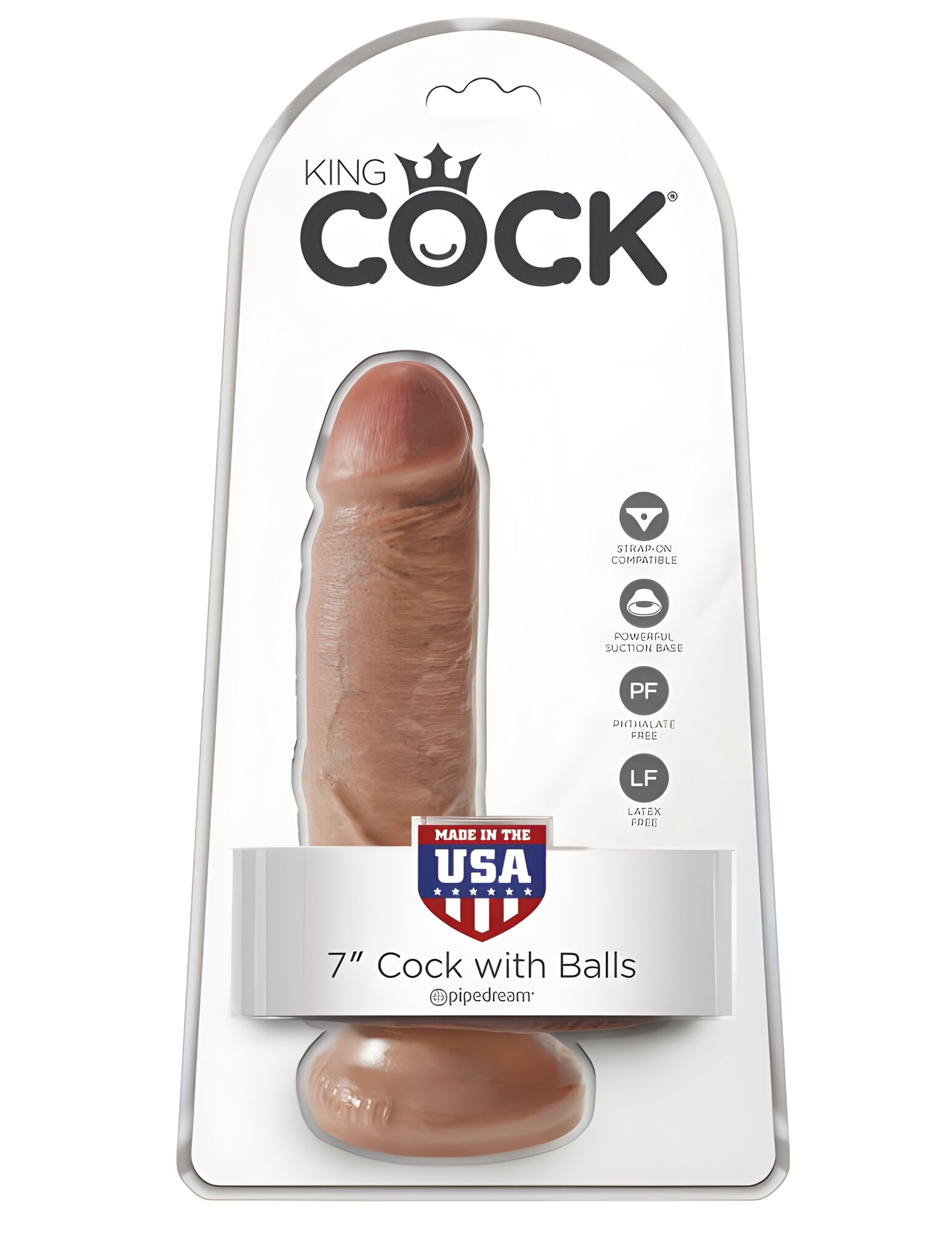 Фаллоимитатор на присоске загорелый King Cock 7 Cock with Balls