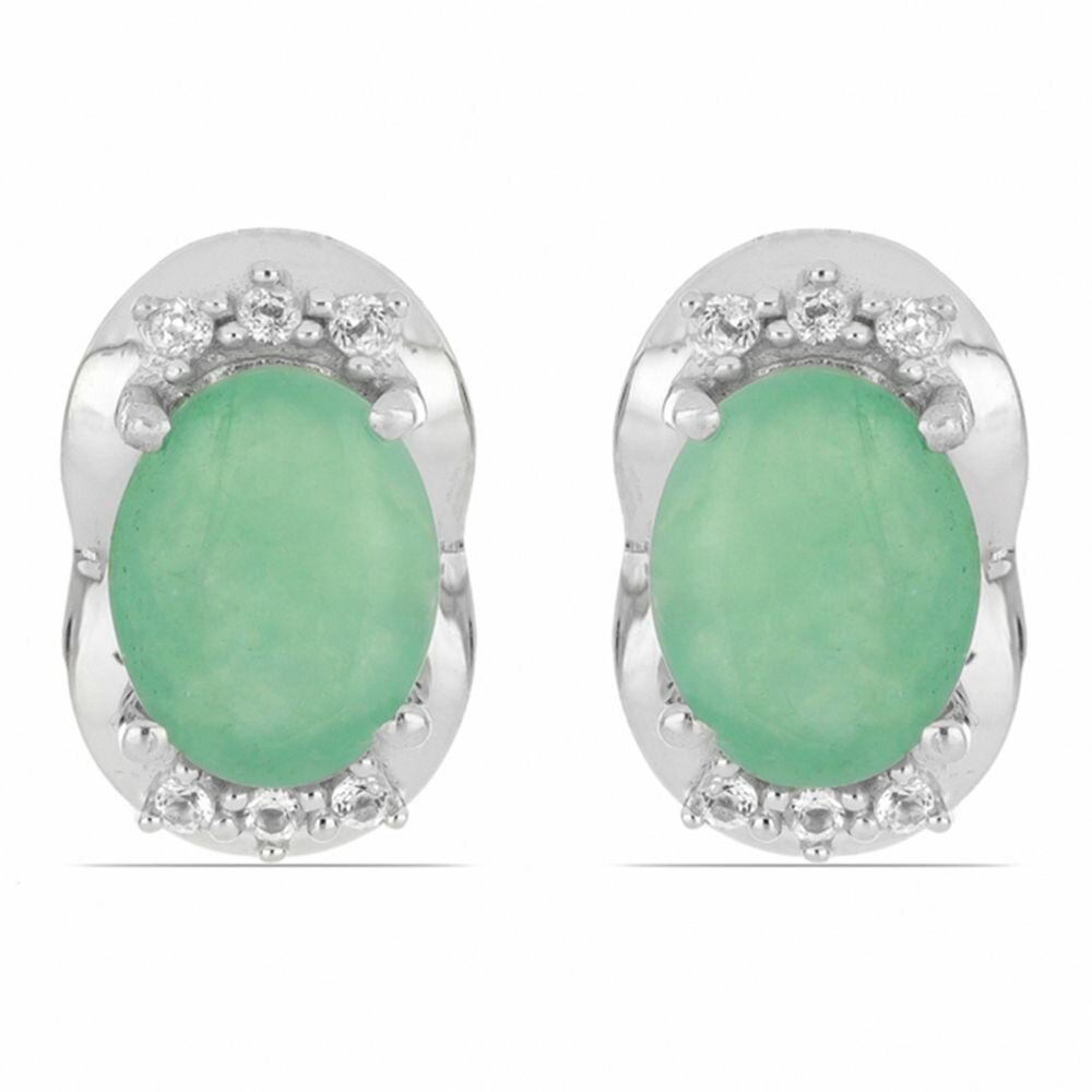 Моносерьга, серебро, 925 проба, родирование, изумруд, топаз