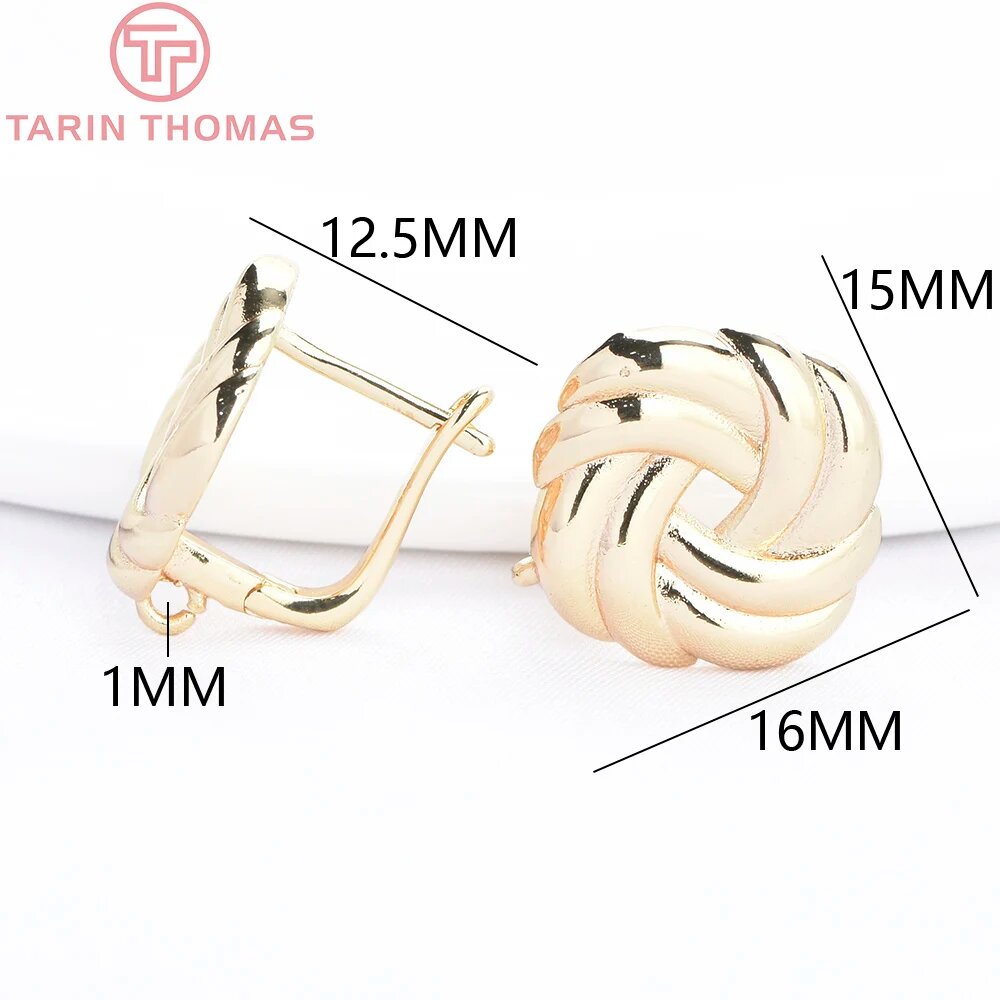 Латунные серьги в форме узла TARIN THOMAS 24-каратное золото Бежевый, 9662-24K Gold Color