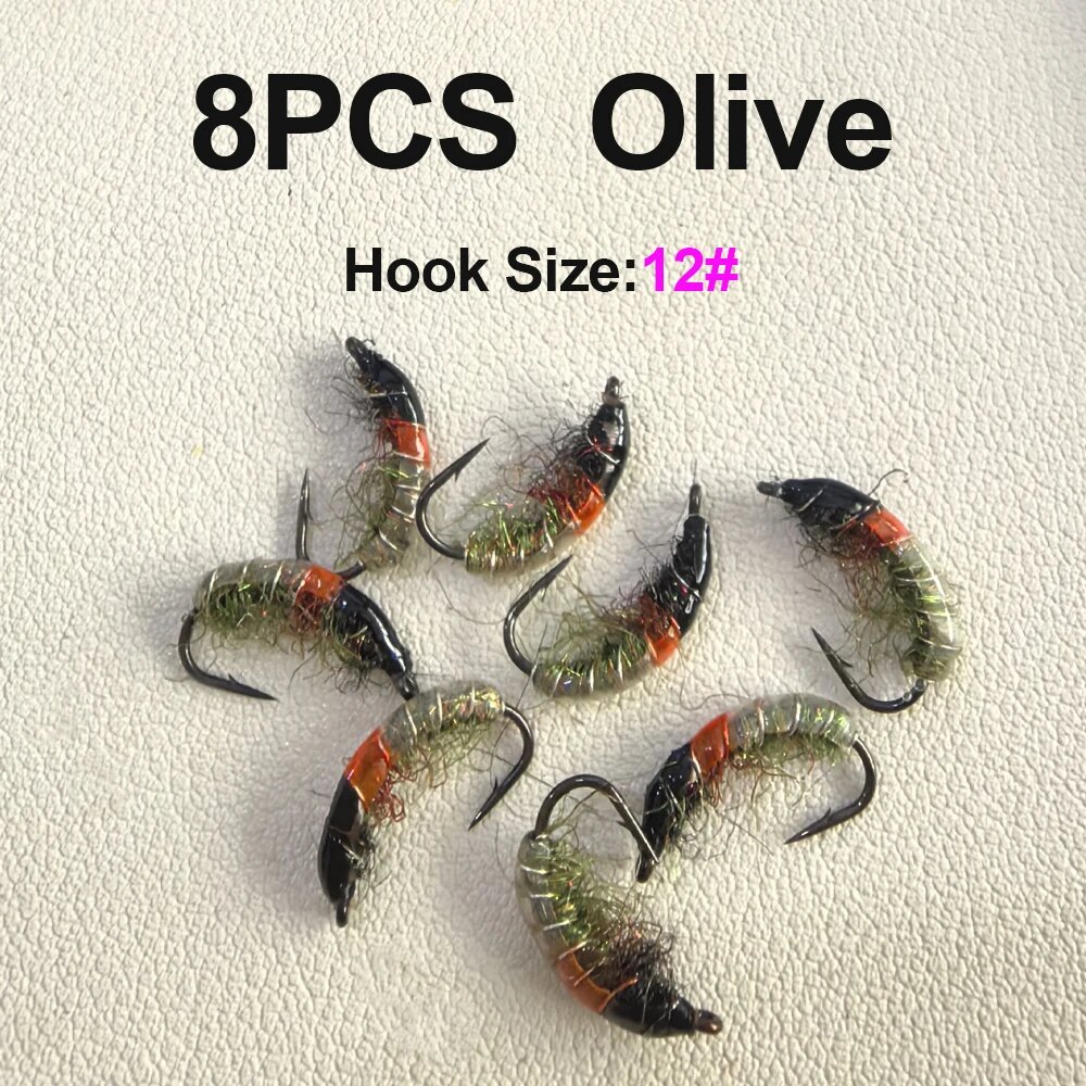ICERIO Мушки для ловли нахлыстом 8 шт. size 12 8pcs olive