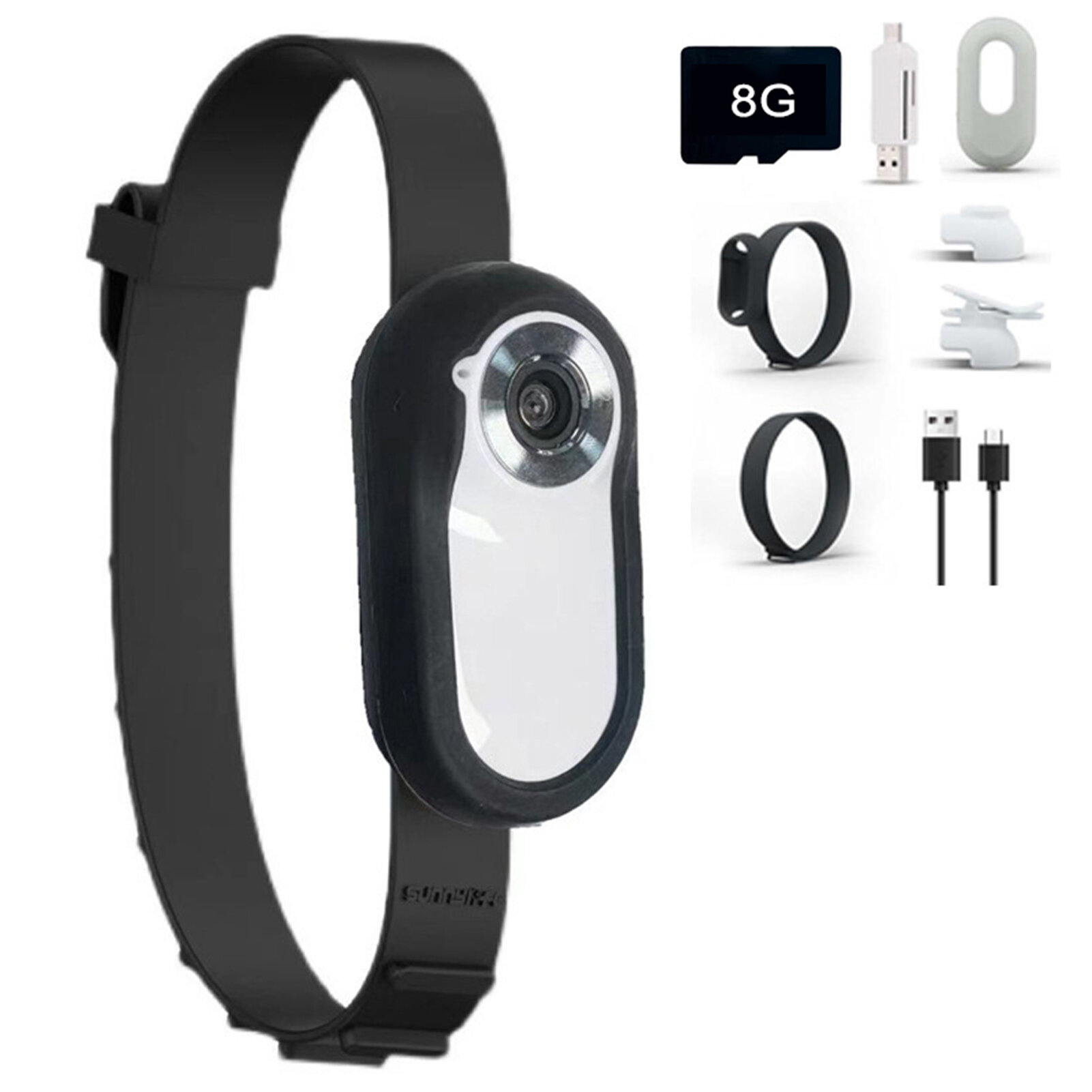 Ошейник-камера для кошек с картой памяти 8 ГБ, беспроводная компактная спортивная камера для видеозаписи в разрешении 1080p, высококачественный корпус, подходит для использования с животными в помещении и на открытом воздухе.