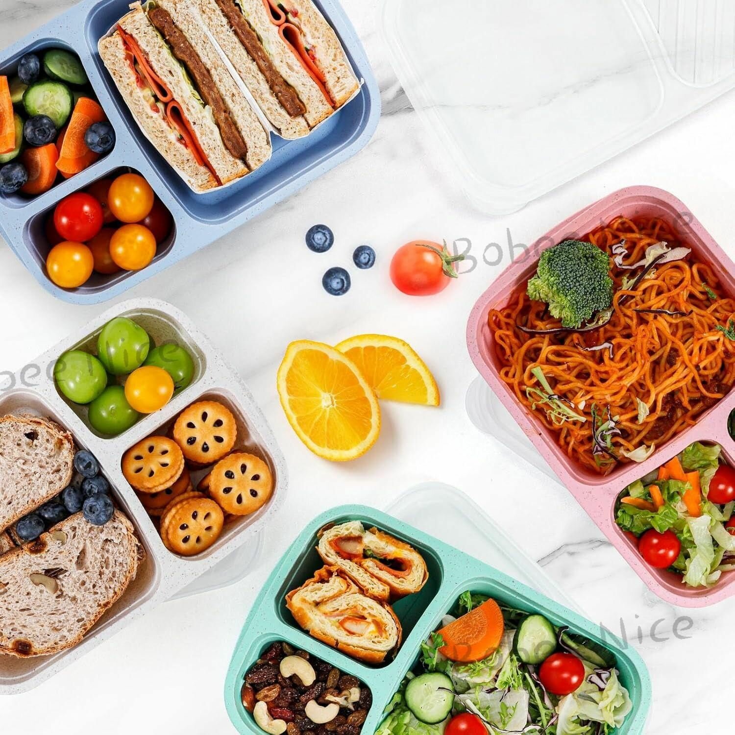 Пластиковые ланч-боксы Bento, контейнеры для приготовления еды, штабелируемые и пригодные для использования в микроволновой печи