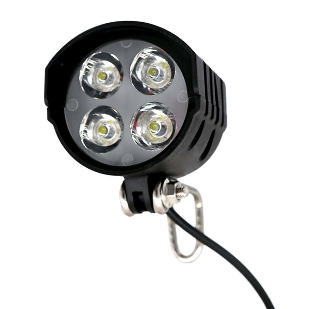 Мощный фонарь для электровелосипеда, фара и клаксон 2 в 1, 4 светодиода 12 Вт